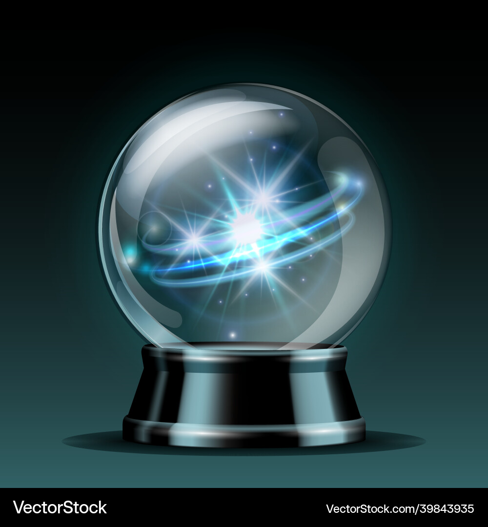 Shining crystal ball on a dark background bright Vector Image