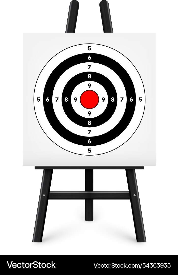 Shooting range target on a wooden easel stand Vector Image