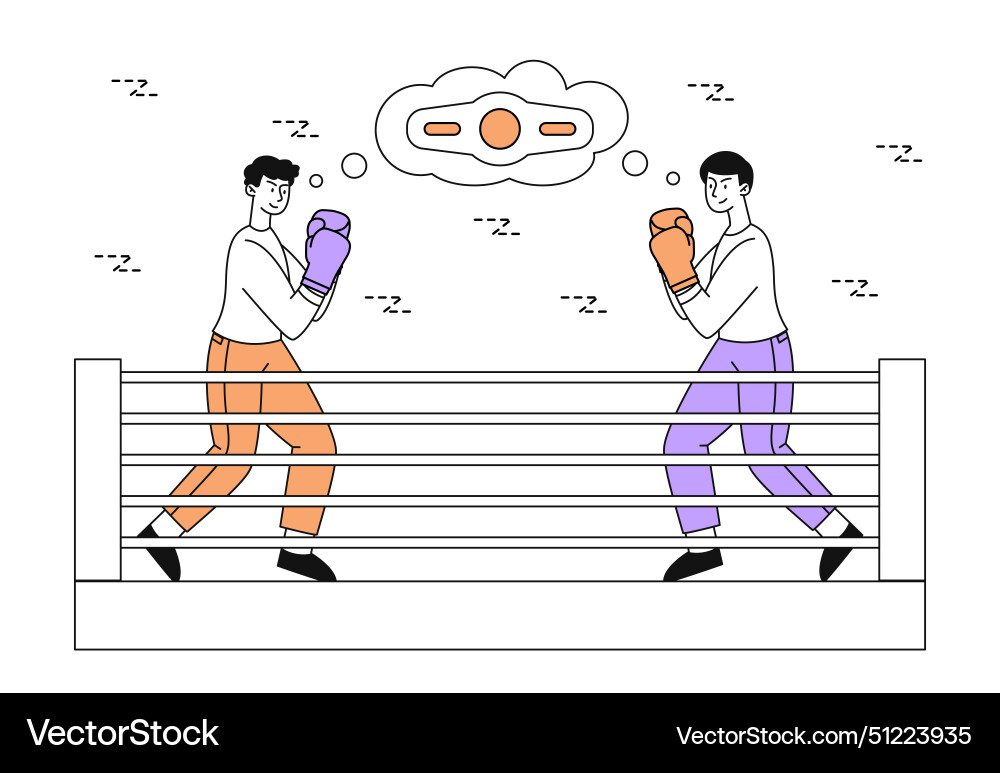 Two men boxing linear Royalty Free Vector Image
