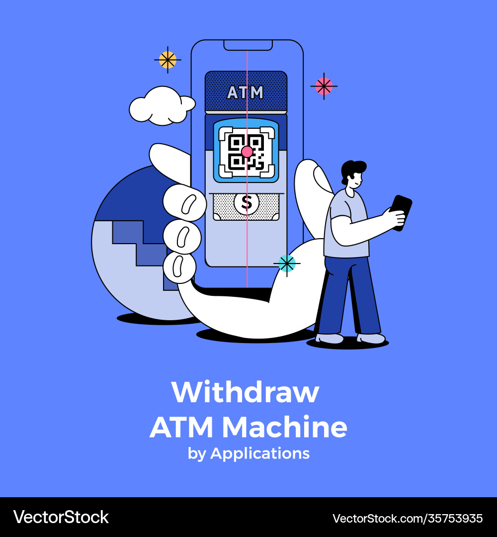 Withdraw atm 02 Royalty Free Vector Image - VectorStock