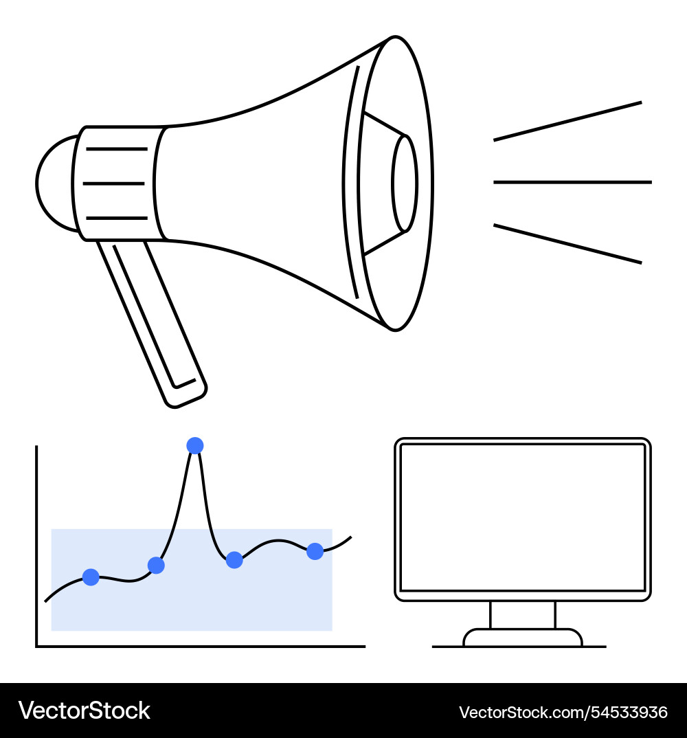 Amplifying communication digital marketing and Vector Image