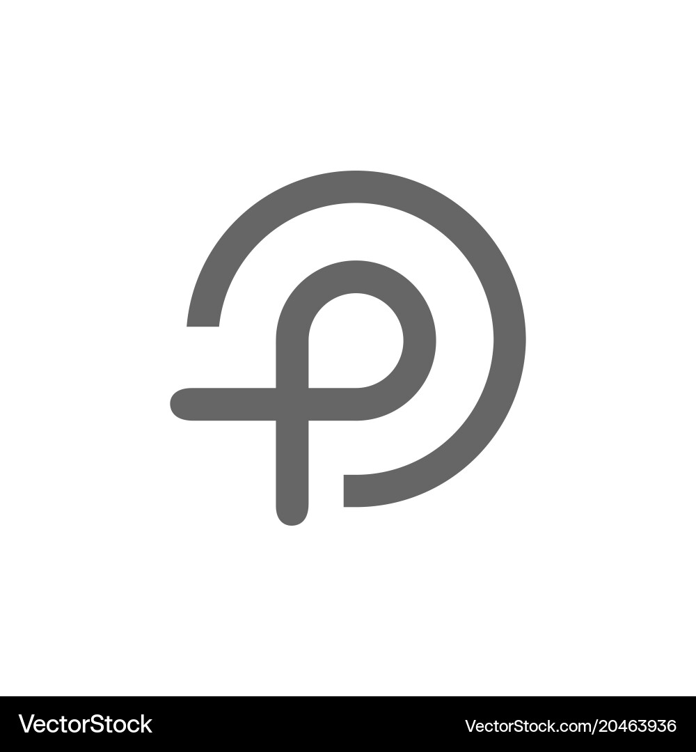 Grey abstract circle with p inside Royalty Free Vector Image