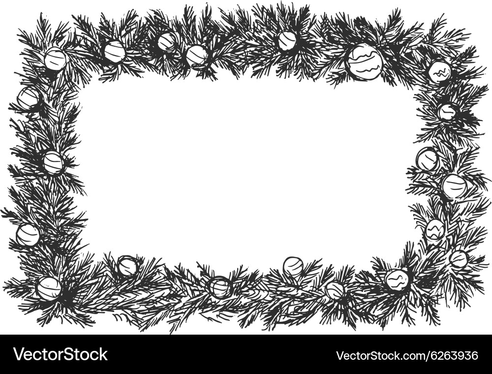 Hand sketch of christmas frame Royalty Free Vector Image