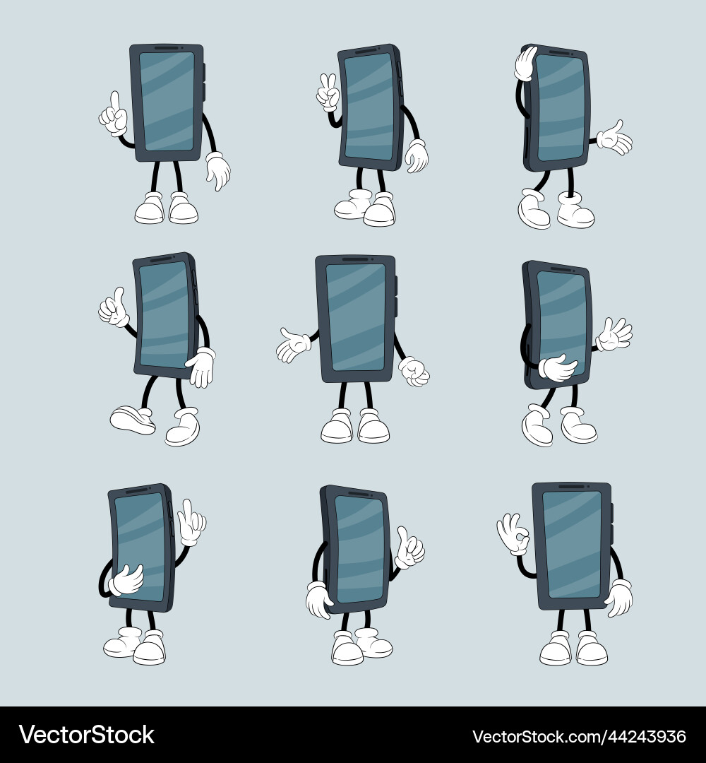 Phone characters template mobile with arm and leg Vector Image