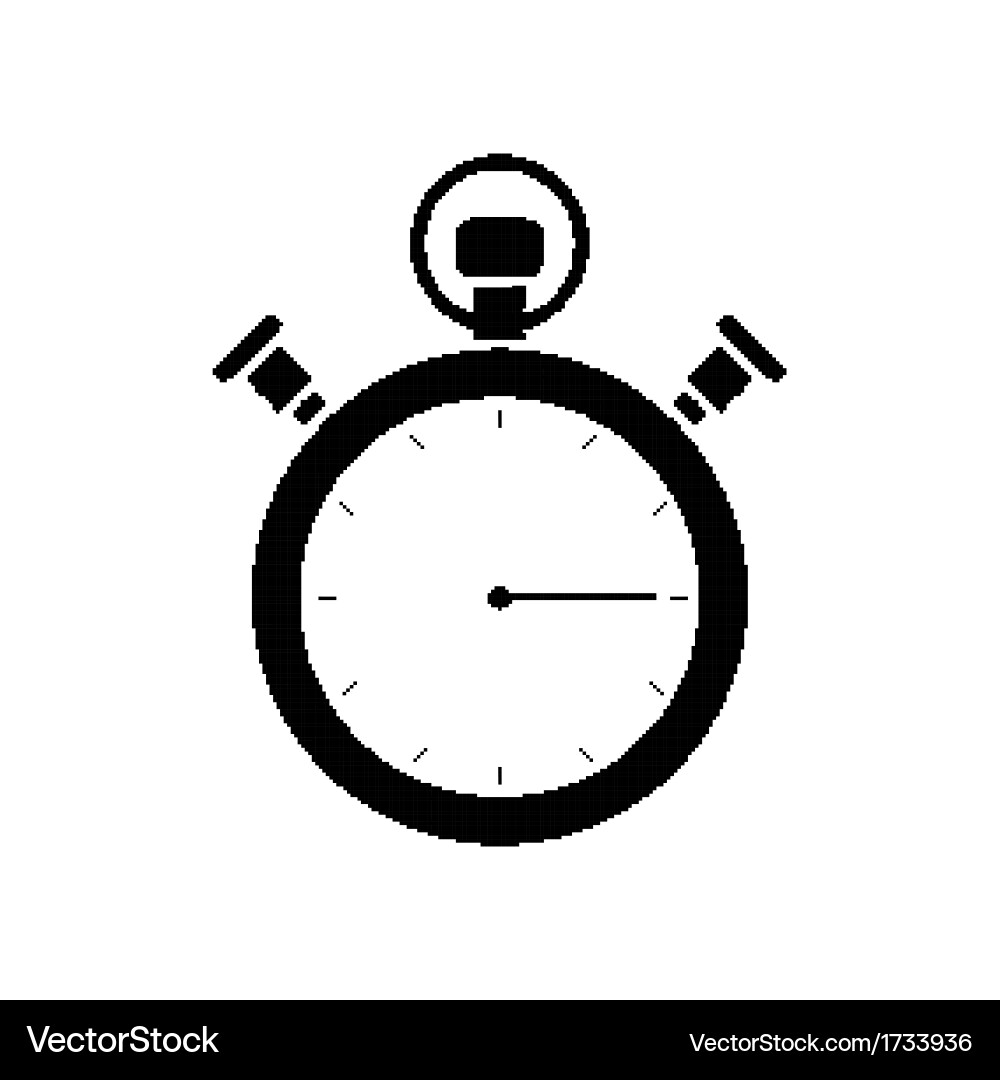 Pixel mechanical stopwatch Royalty Free Vector Image