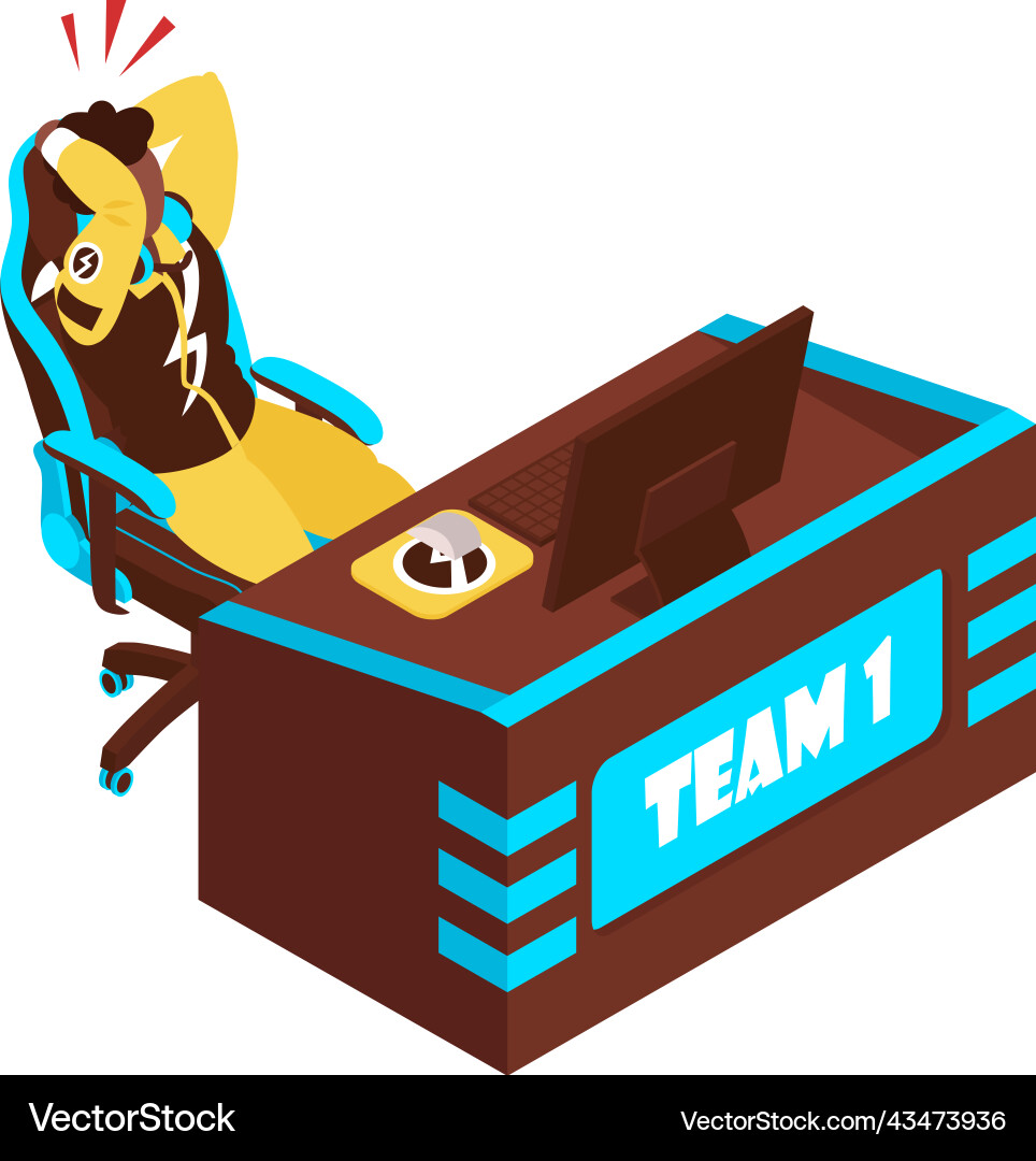 Sad cybersport player composition Royalty Free Vector Image