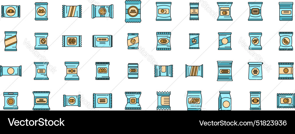 Snack pack icons set color line Royalty Free Vector Image