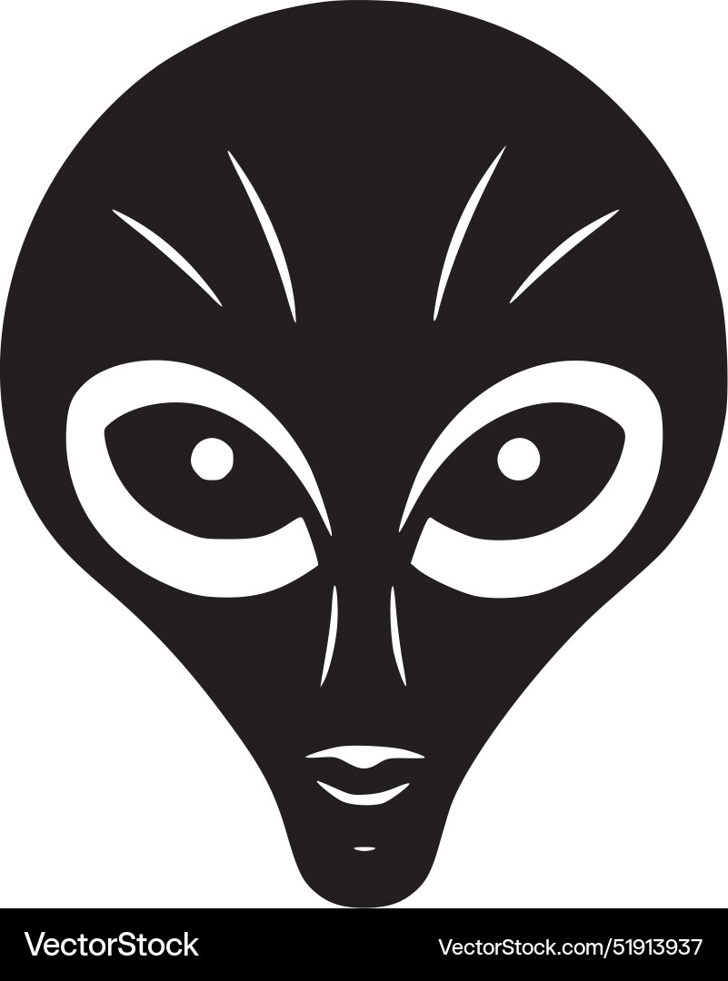 Alien - minimalist and flat logo Royalty Free Vector Image