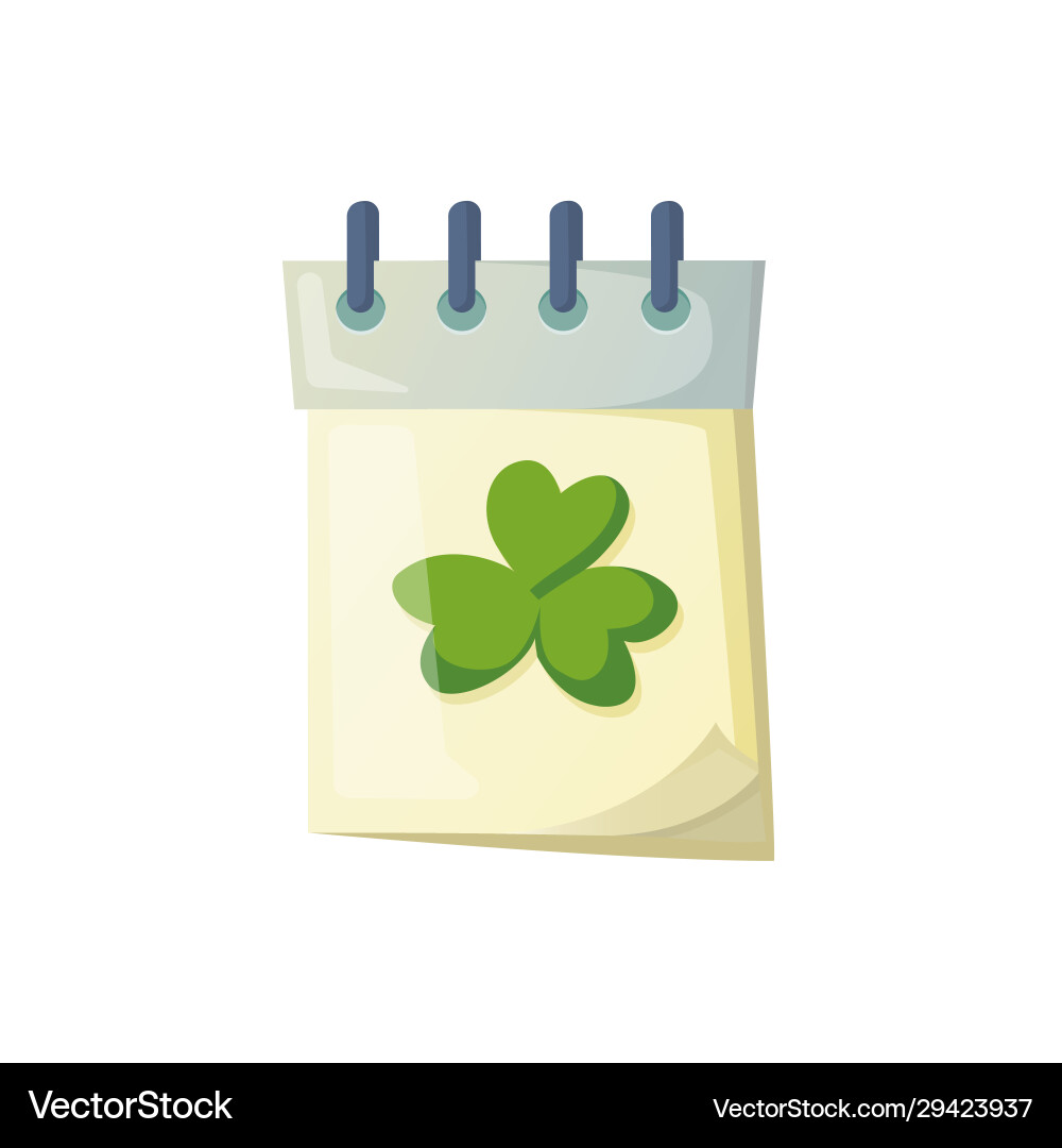 Calendar with green shamrock isolated on white Vector Image