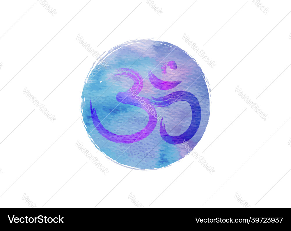 Colorful Om Symbol - Watercolor Royalty Free Vector Image