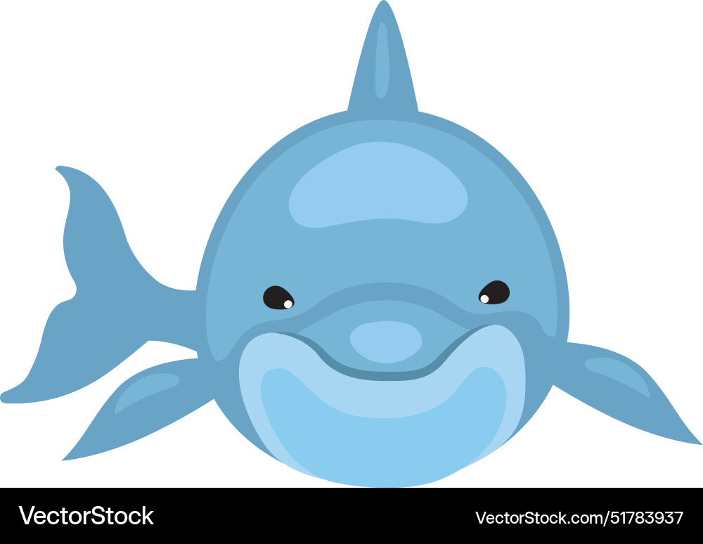 Cute dolphin front view oceanic animal Royalty Free Vector