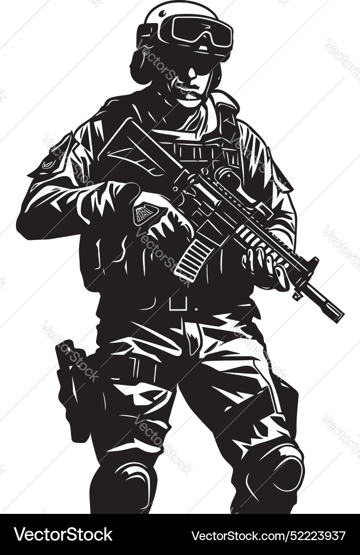 Dynamic defense monochromatic swat police logo Vector Image