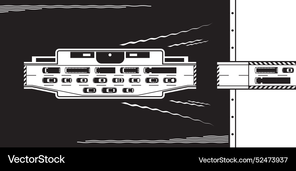 Ferry boat sails from the dock to sea Royalty Free Vector