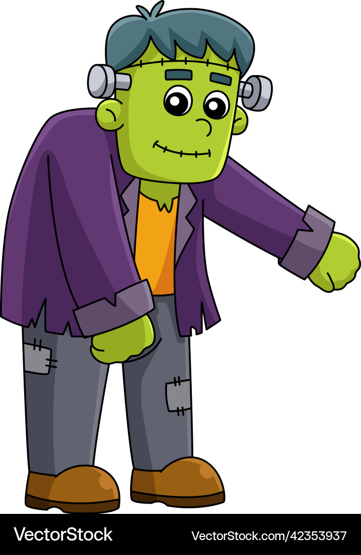 Frankenstein halloween cartoon colored clipart Vector Image