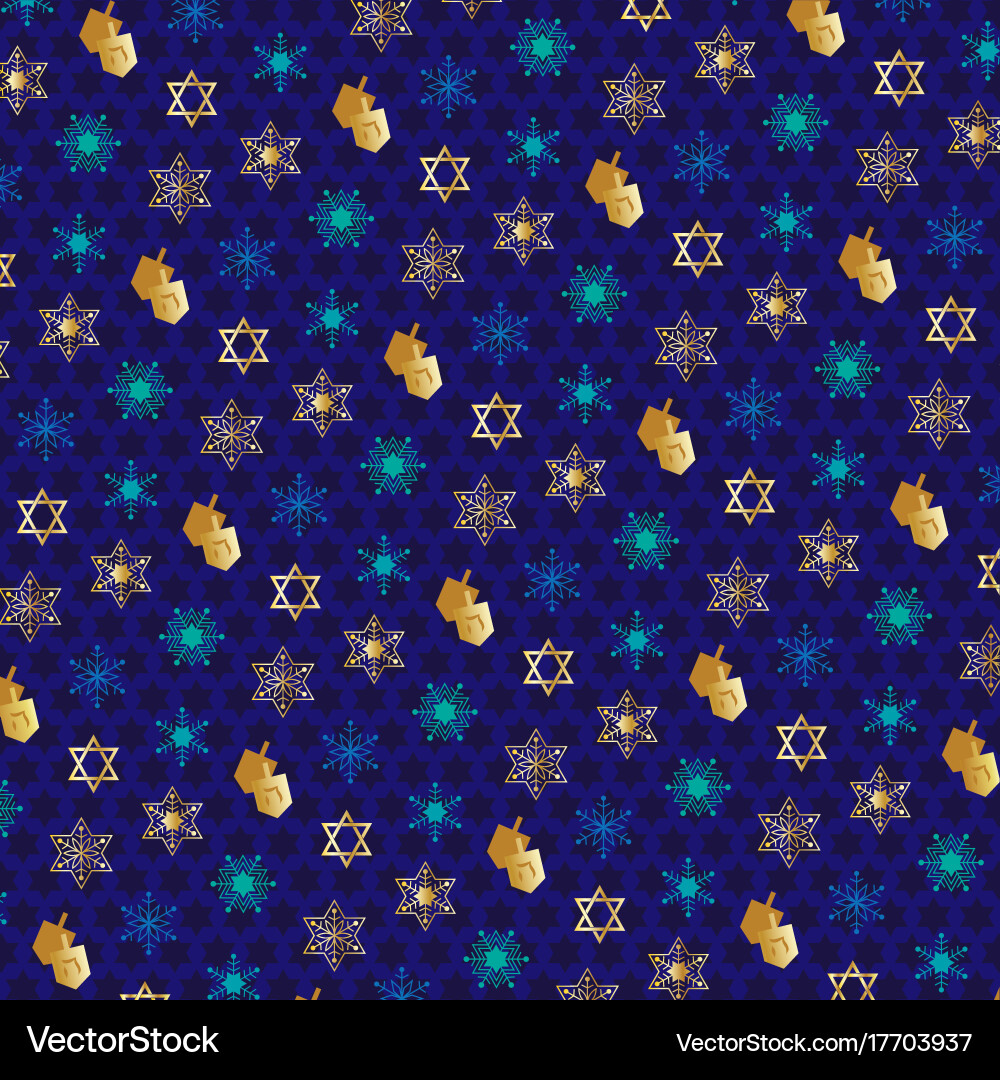 Gold and blue jewish star snowflake pattern Vector Image