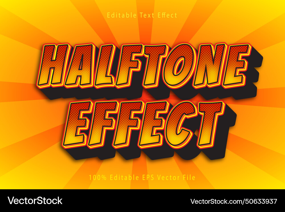 Halftone effect editable text 3d comic Royalty Free Vector