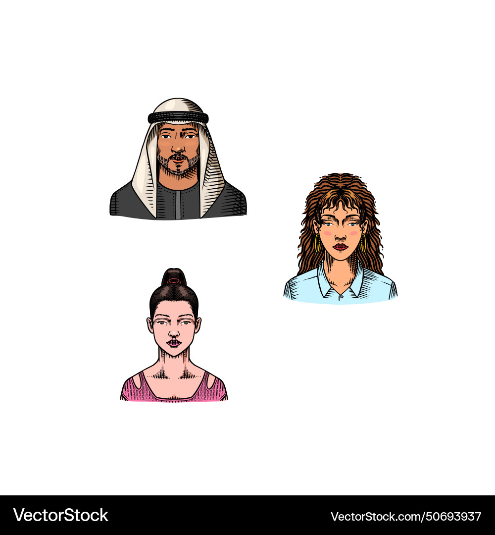 Human avatars collection faces of people Vector Image