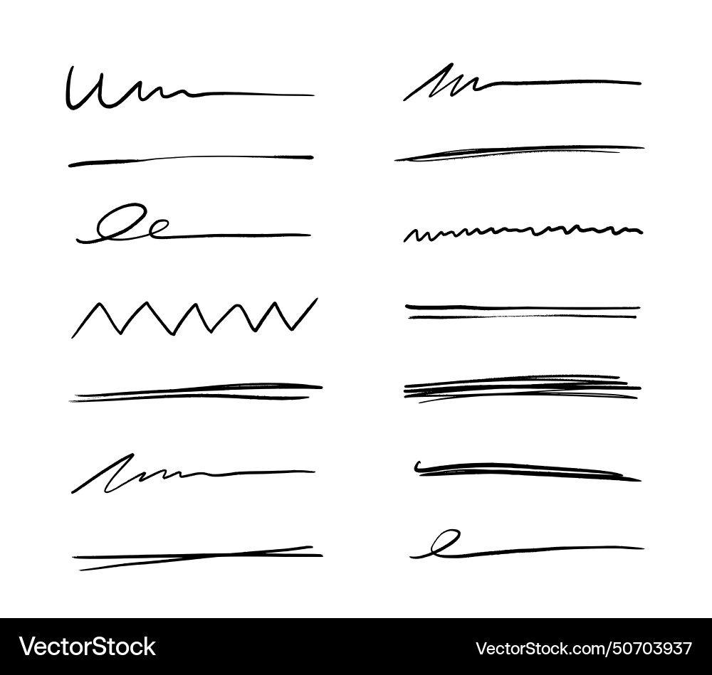Pen underline line stroke marker scribble hand Vector Image