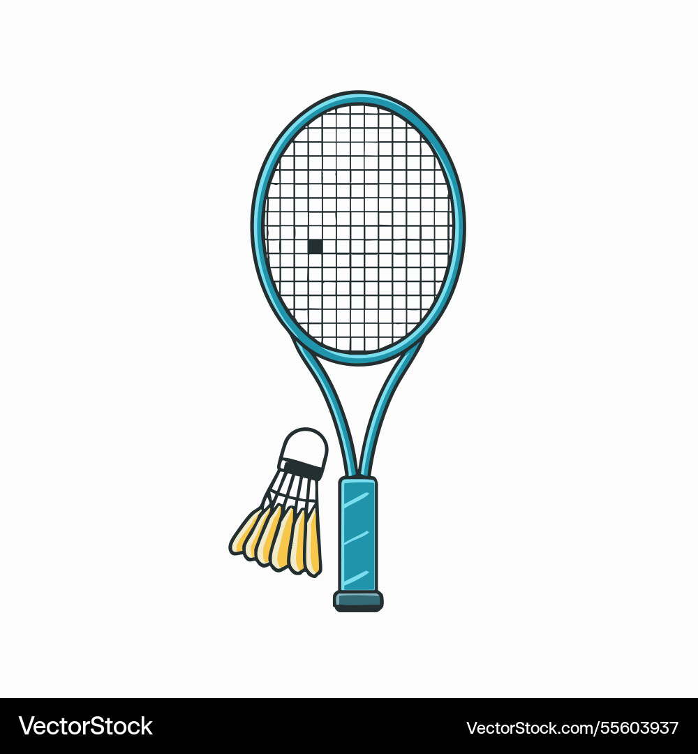 Racket with shuttlecock cartoon Royalty Free Vector Image