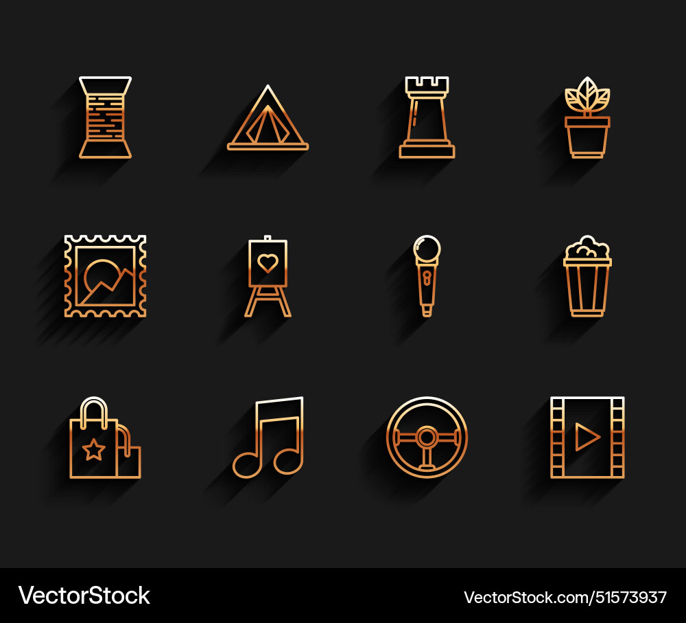 Set line paper shopping bag music note tone Vector Image