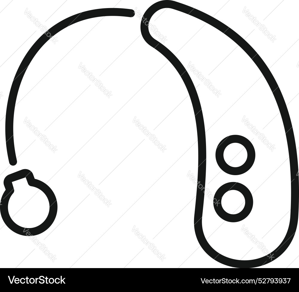 Simple line art icon of a hearing aid device Vector Image