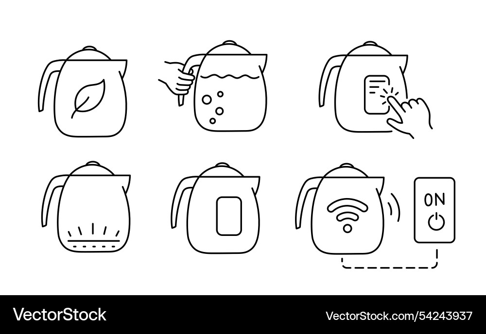 Smart kettle characteristics icon set editable Vector Image