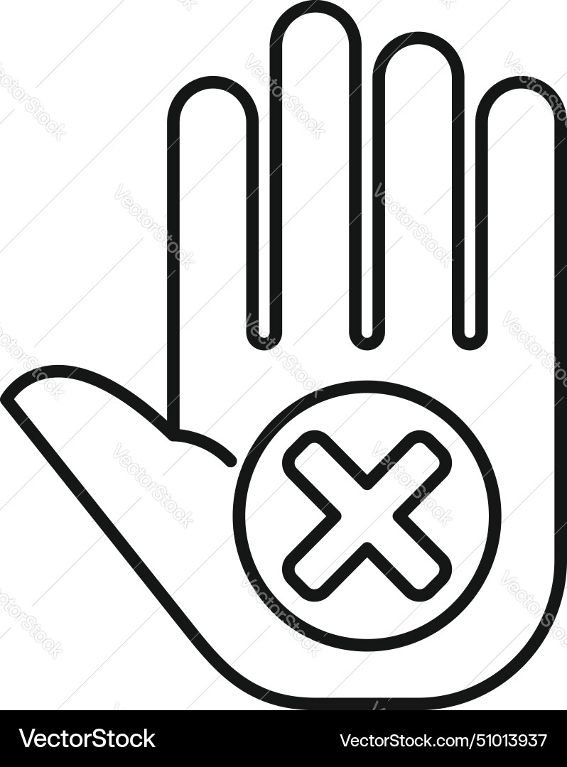 Stop rejected palm icon outline check Royalty Free Vector