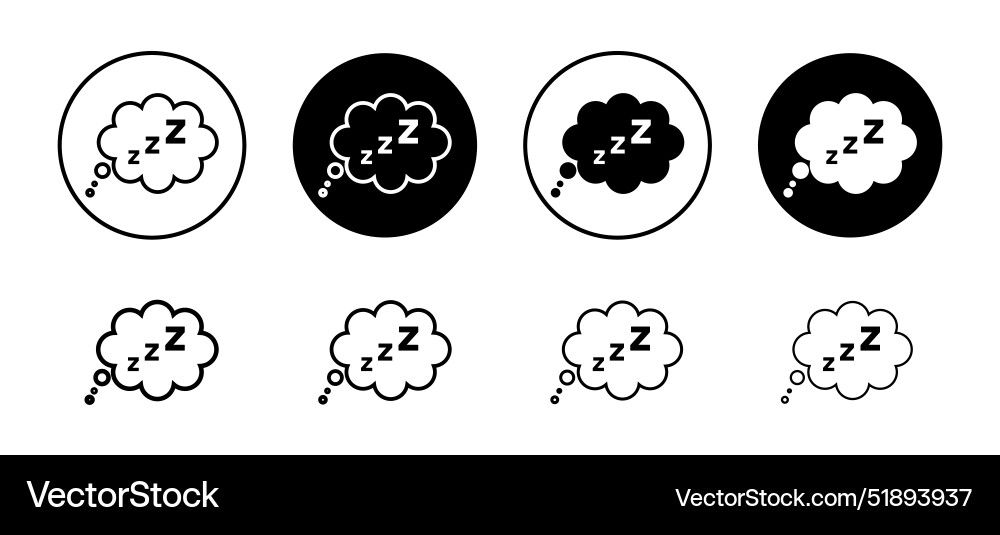 Zzz icon set collection outline flat Royalty Free Vector