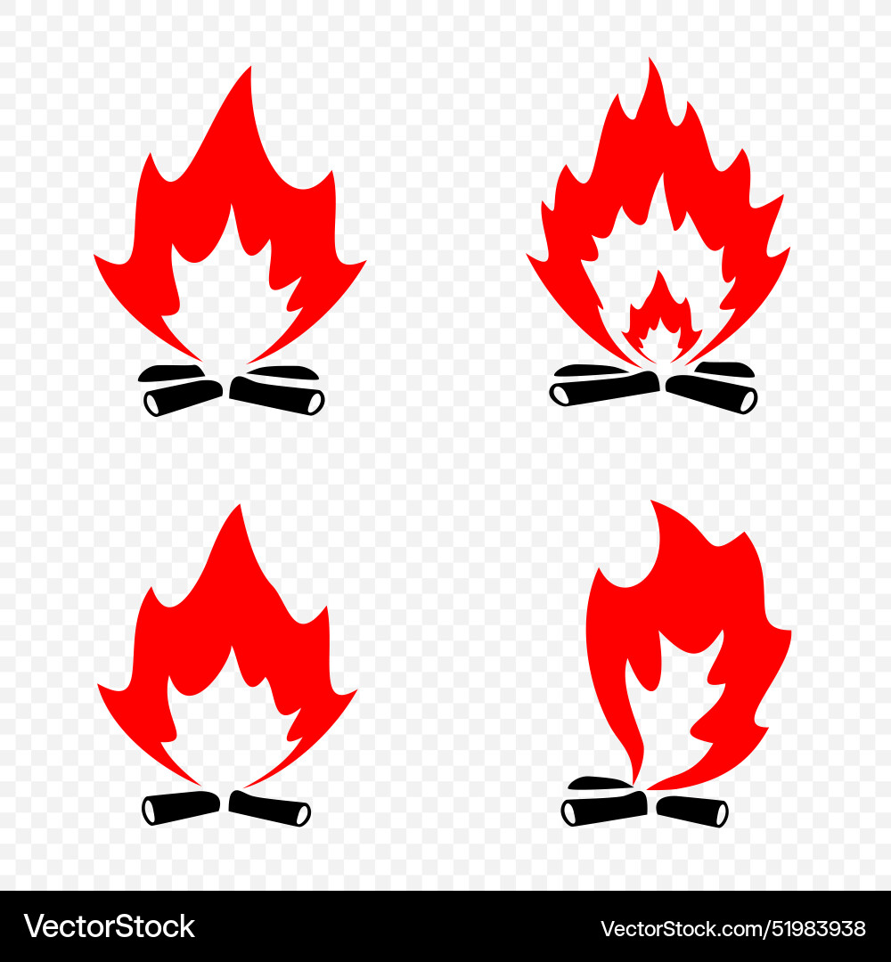 Campfire sign icon set Royalty Free Vector Image