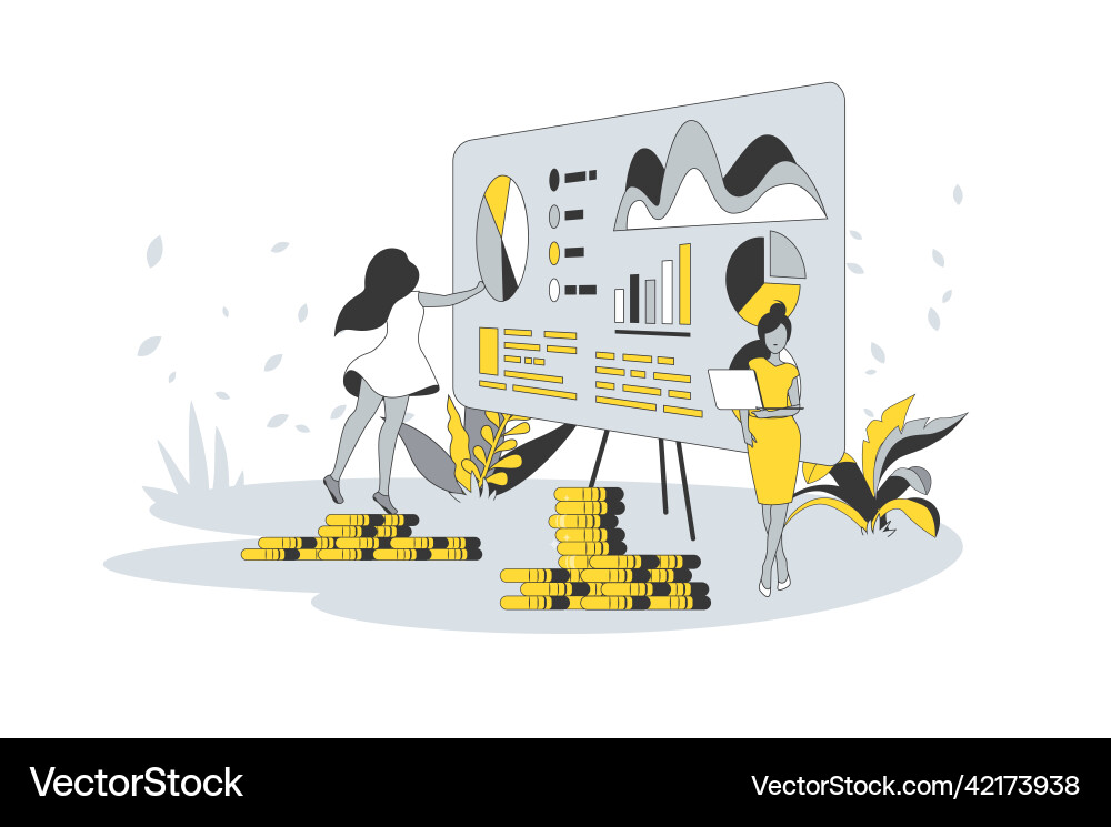 Economic report concept in flat line design Vector Image