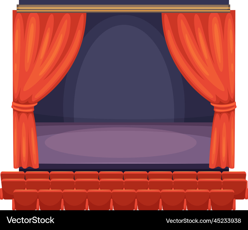 Empty scene interior cartoon stage with red Vector Image
