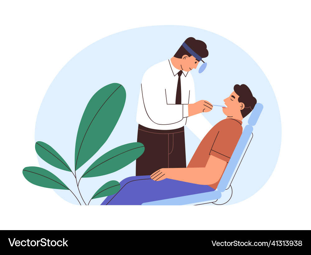 Ent doctor checking throat patient at audiologist Vector Image