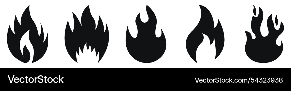 Fire flames set icons flame symbol Royalty Free Vector Image