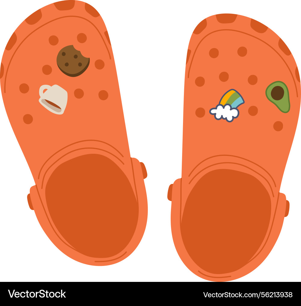 Foam clog shoes with stickers Royalty Free Vector Image
