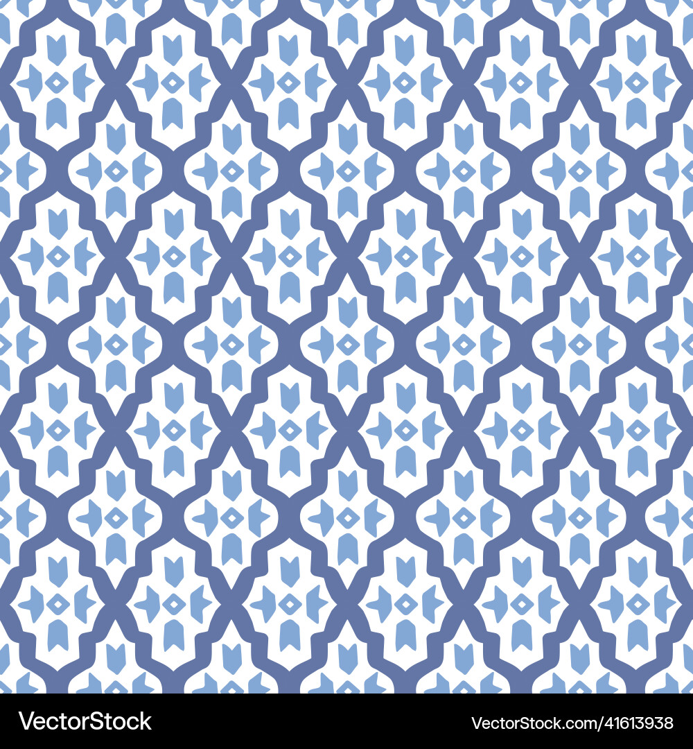 Hand drawn blue moroccan seamless pattern Vector Image