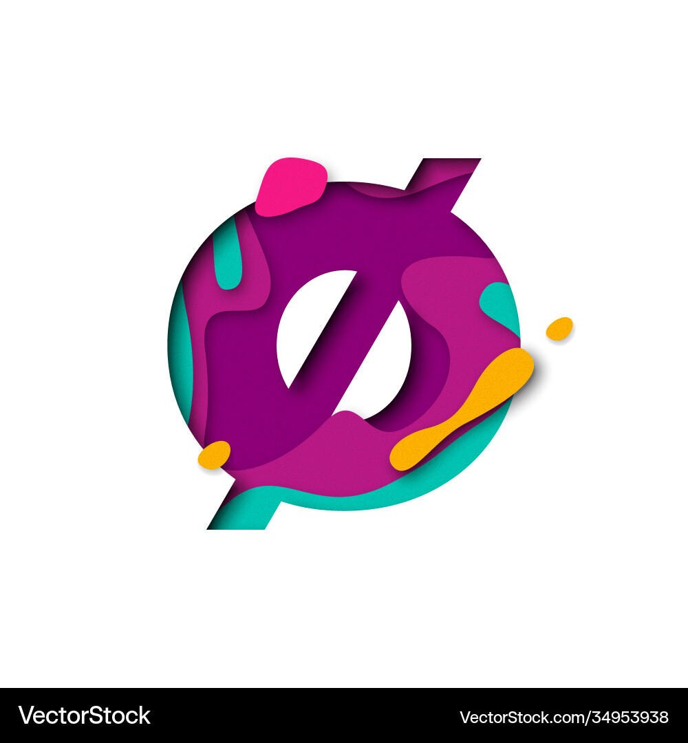 Paper cut letter o minuscule realistic 3d multi Vector Image