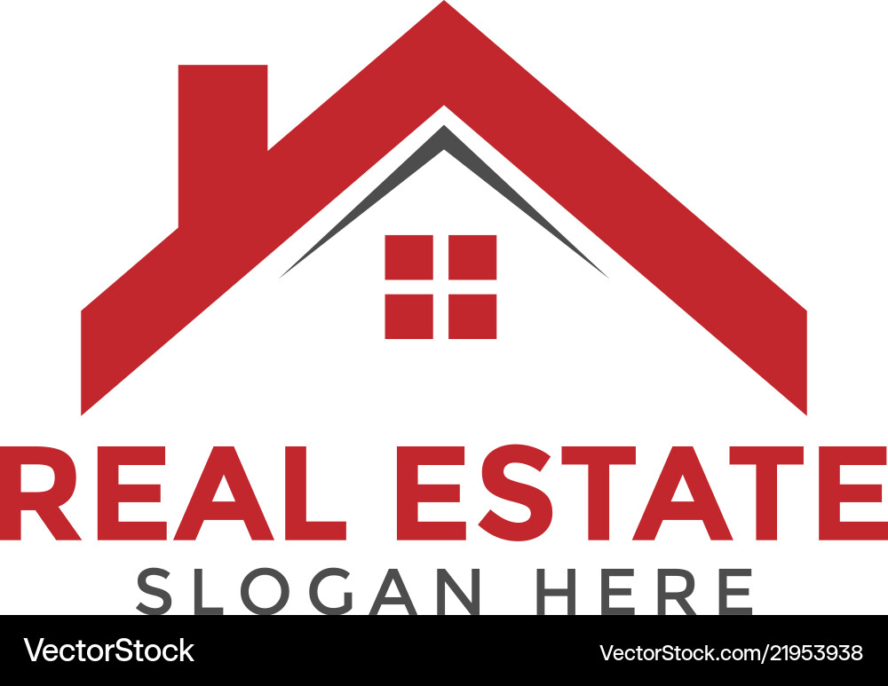 Red Real Estate House Logo Template Royalty Free Vector