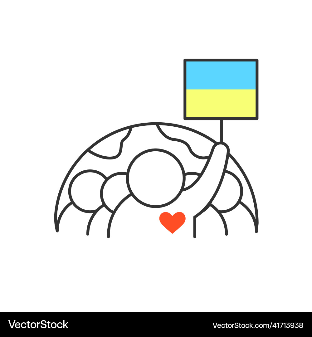 Ukraine Support Line Icon Royalty Free Vector Image
