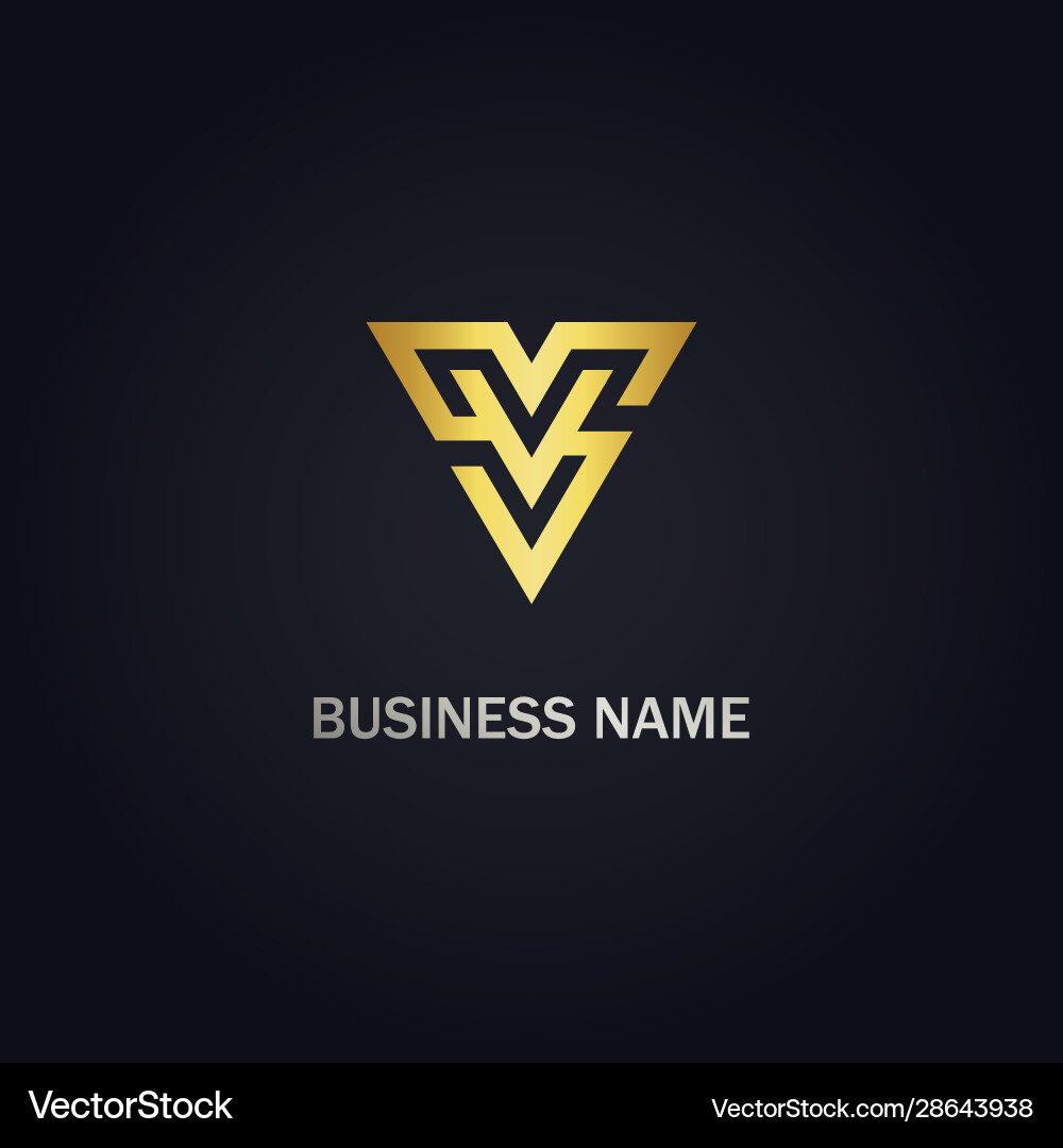 V initial triangle gold logo Royalty Free Vector Image