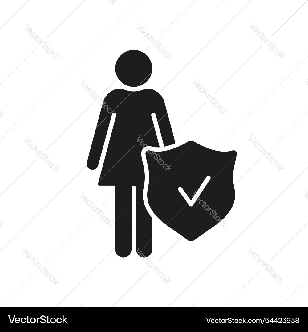Woman silhouette icon with shield safety Vector Image