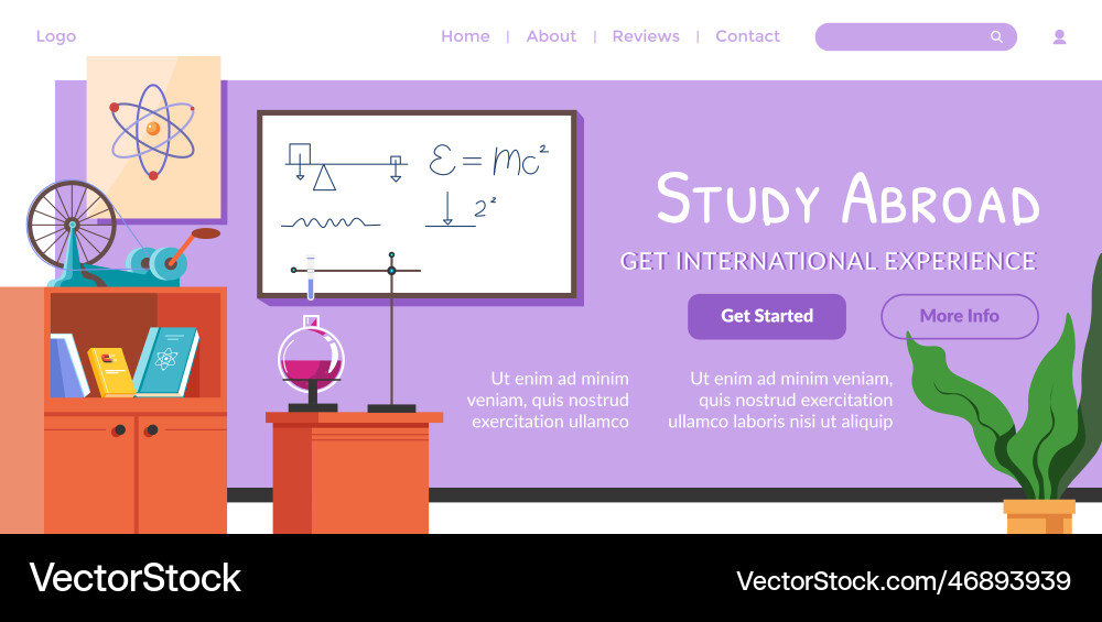 Study Abroad Get International Experience Website Vector Image