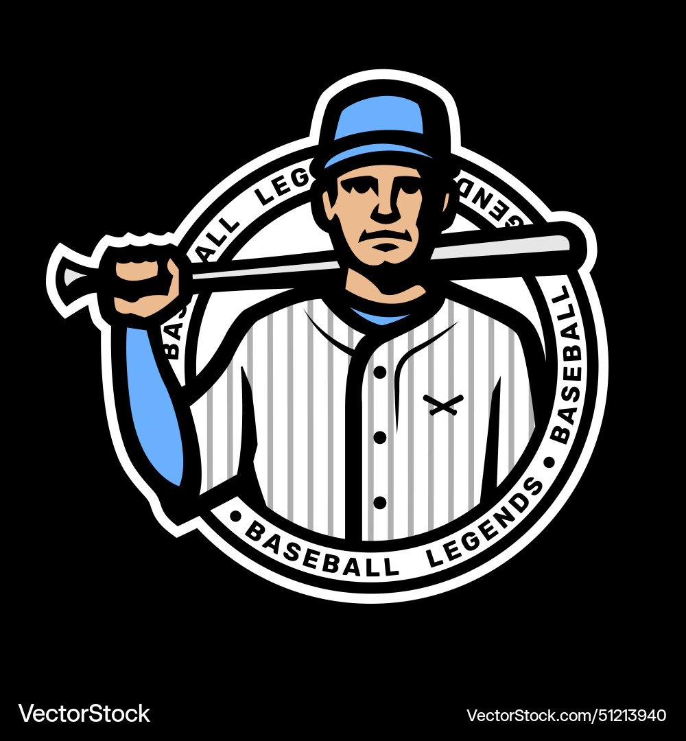 Baseball player with bat logo on a dark Royalty Free Vector