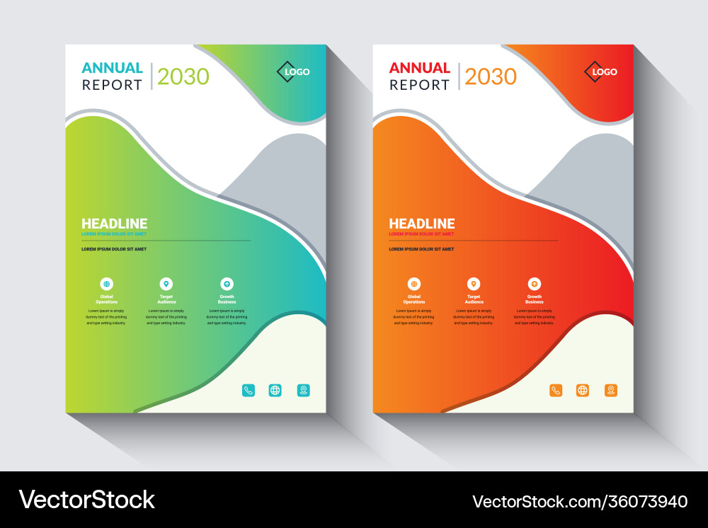 Colorful annual report layout template Royalty Free Vector