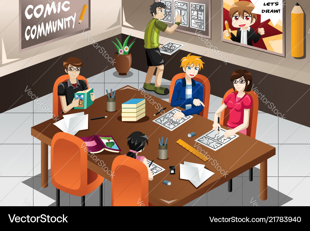 Drawing comic community Royalty Free Vector Image