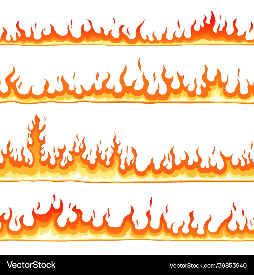 Fire seamless pattern cartoon blaze hot flames Vector Image