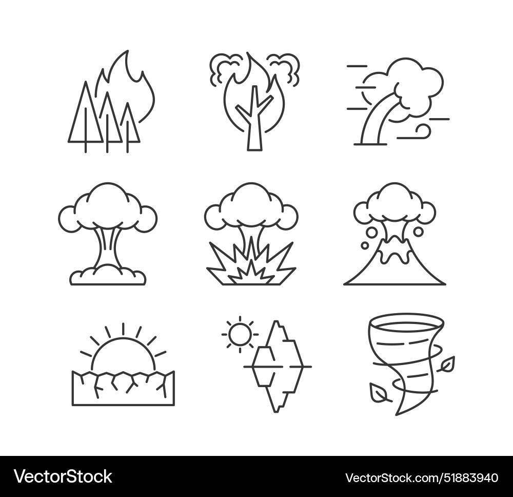 Line icons representing natural disasters Vector Image