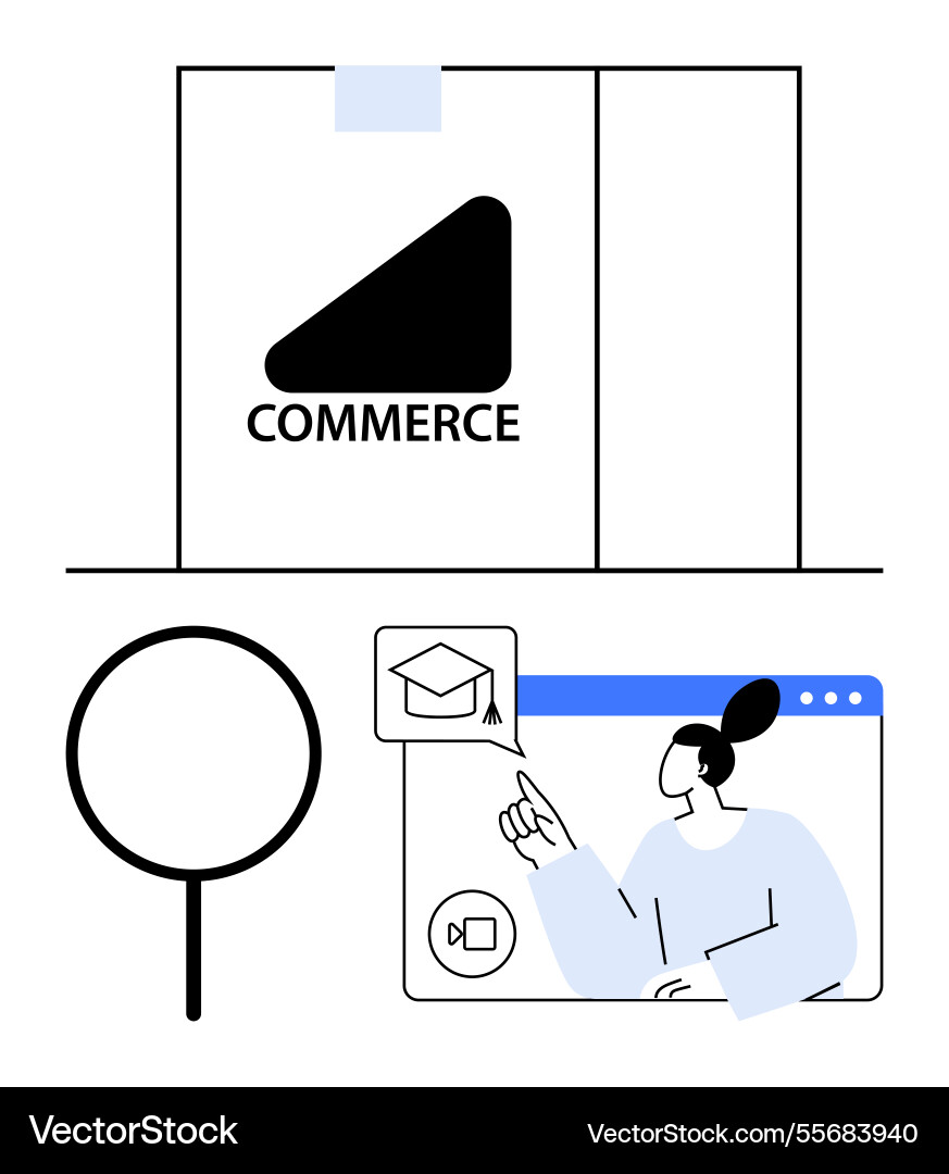 Online learning with e-commerce concept featuring Vector Image