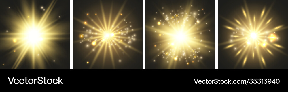 Shining lights gold cards glowing effects Vector Image