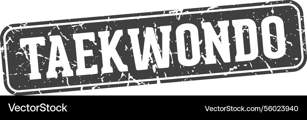 Taekwondo rectangular sign stamp Royalty Free Vector Image