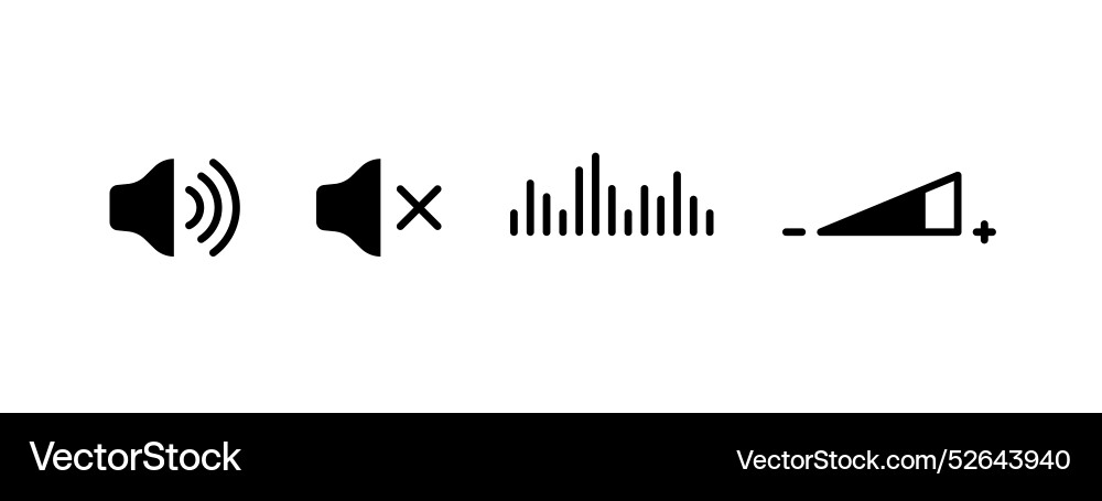 Volume control icons audio Royalty Free Vector Image